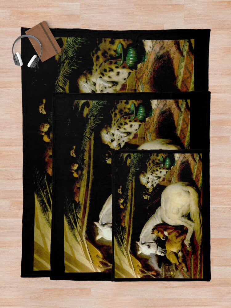 "THE ARAB TENT : Vintage 1866 Edwin Landseer Mare and Foal Print" Throw ...