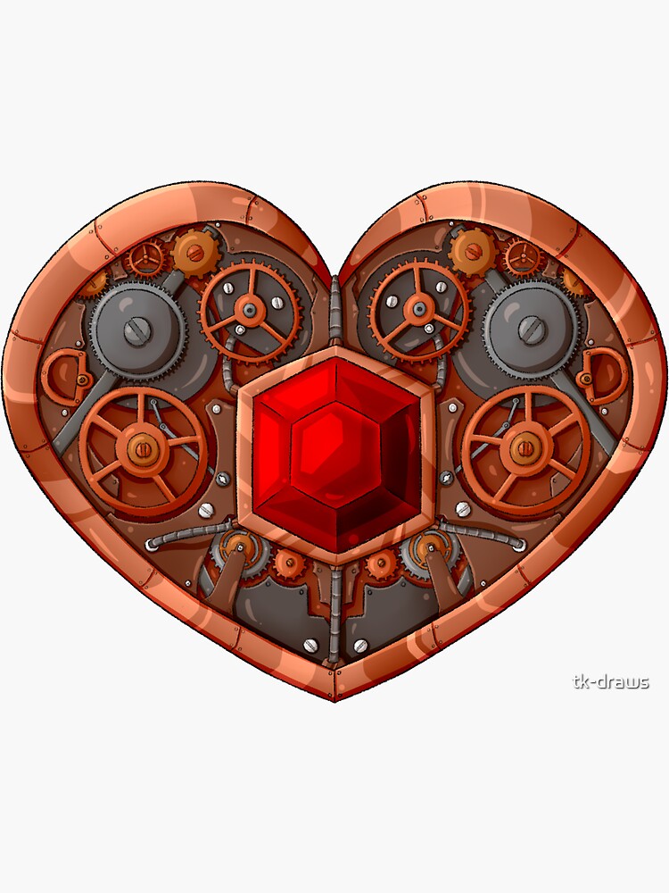 "clockwork heart" Sticker by tk-draws | Redbubble
