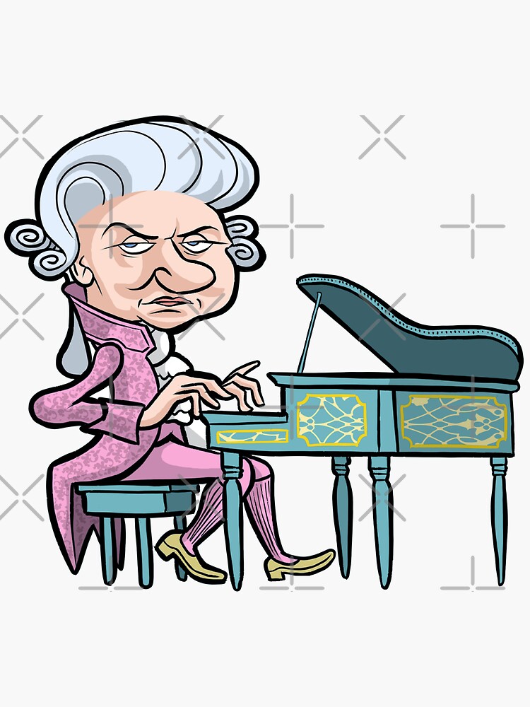 "Wolfgang Amadeus Mozart" Sticker for Sale by MacKaycartoons | Redbubble
