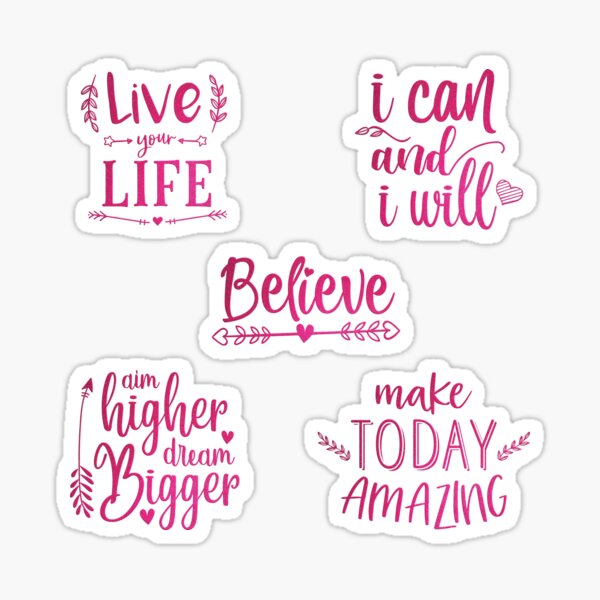 "Quotes To Live By – Rose Pink Glitter Multi Design Set" Sticker by ...