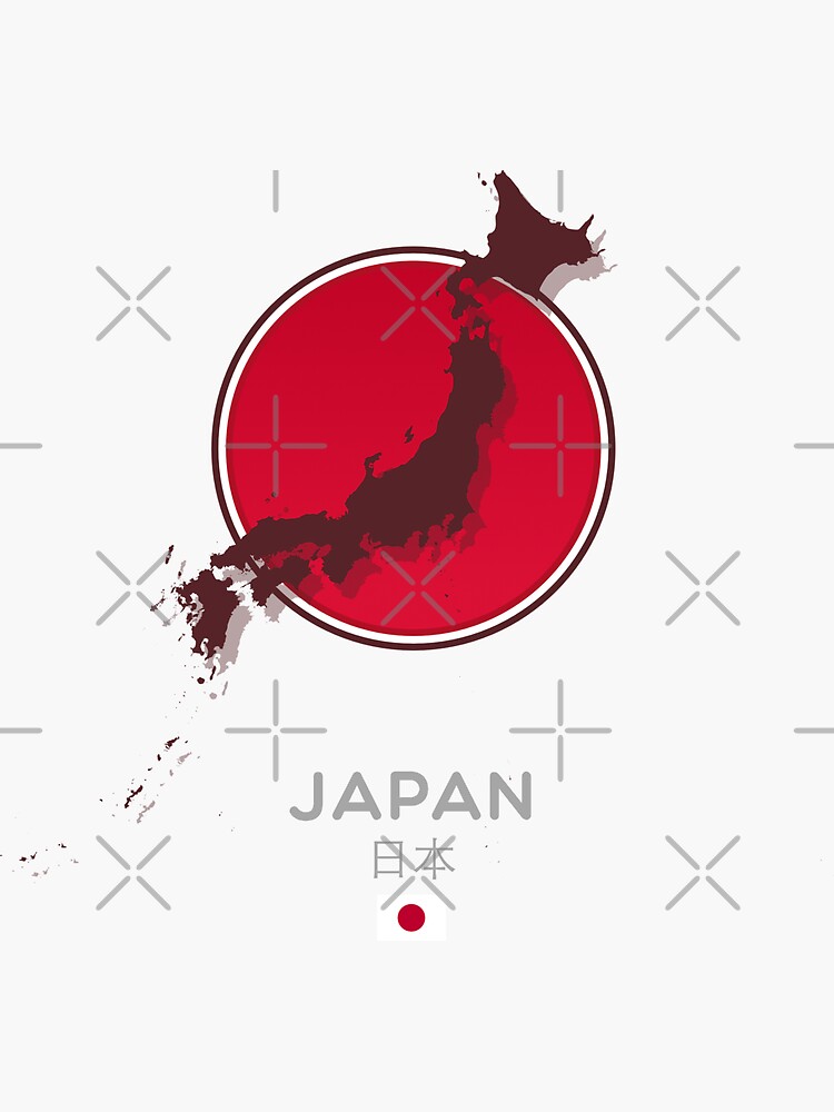 "Japan Emblem Country Map" Sticker for Sale by 9bit | Redbubble