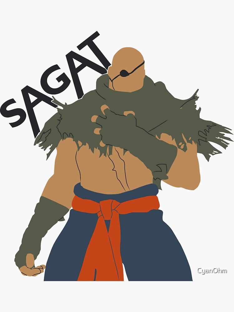 "Sagat SFV Minimalist Vector Trace" Sticker by CyanOhm | Redbubble