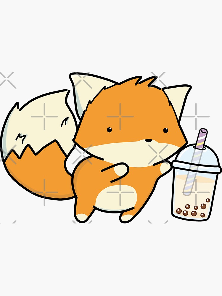 "Little Fox Loves Boba!" Sticker by SirBobalot | Redbubble