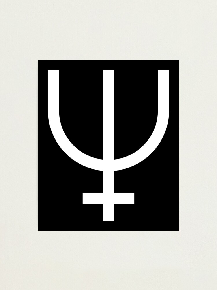 Lámina fotográfica «Símbolo de astrología de Neptuno (blanco liso sobre ...