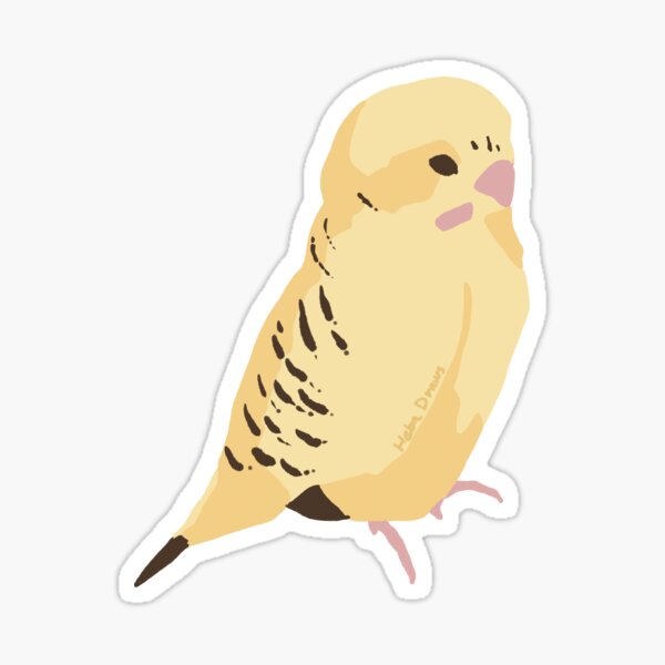 "Cute Yellow Budgie" Sticker for Sale by HebaDraws | Redbubble