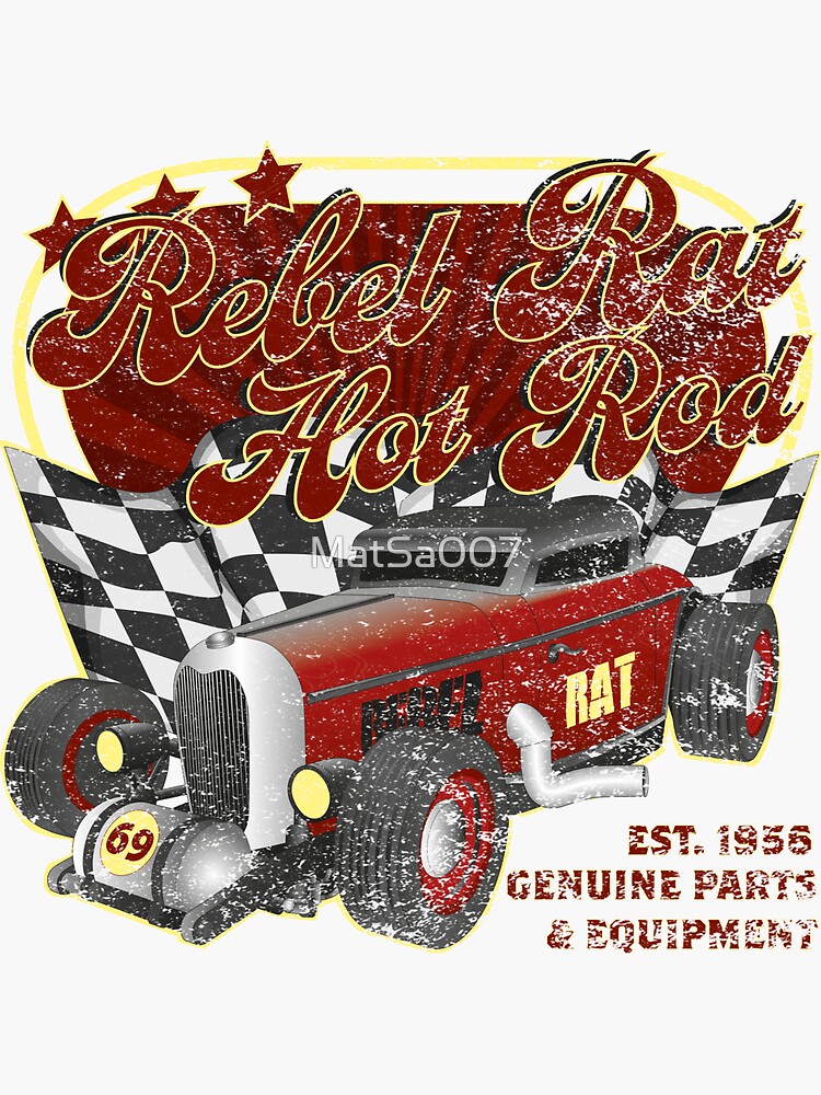"Rockabilly Hot Rod Rebel Rat" Sticker by MatSa007 | Redbubble