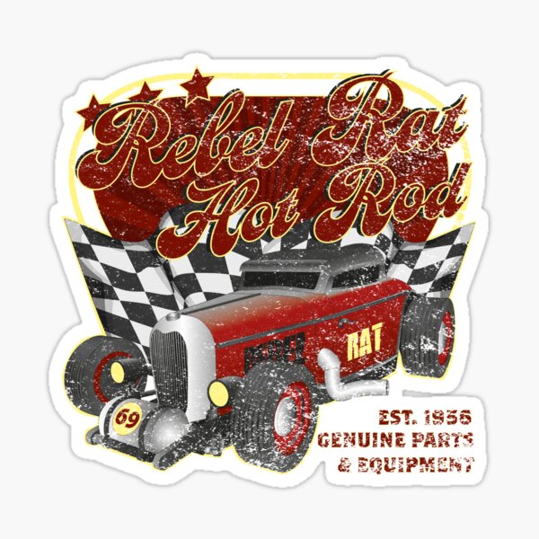"Rockabilly Hot Rod Rebel Rat" Sticker by MatSa007 | Redbubble