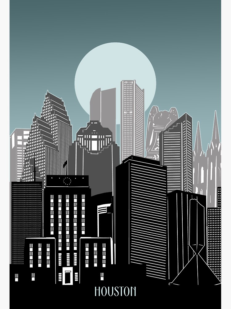 "houston skyline" Sticker for Sale by BekimART2 | Redbubble