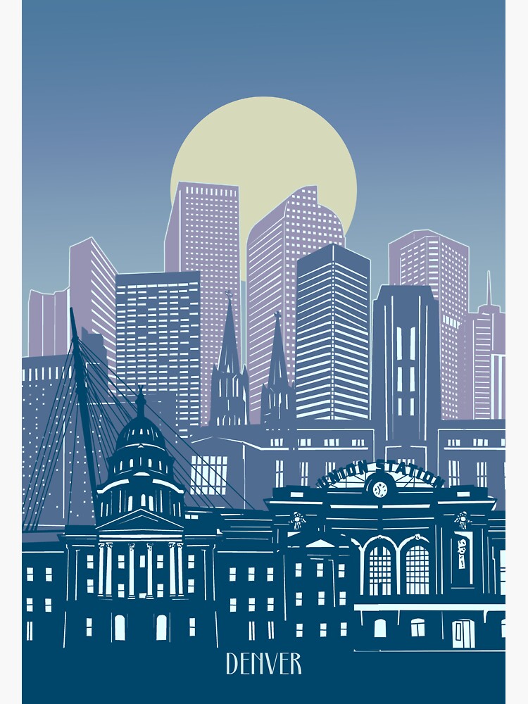 "denver skyline" Sticker for Sale by BekimART2 | Redbubble