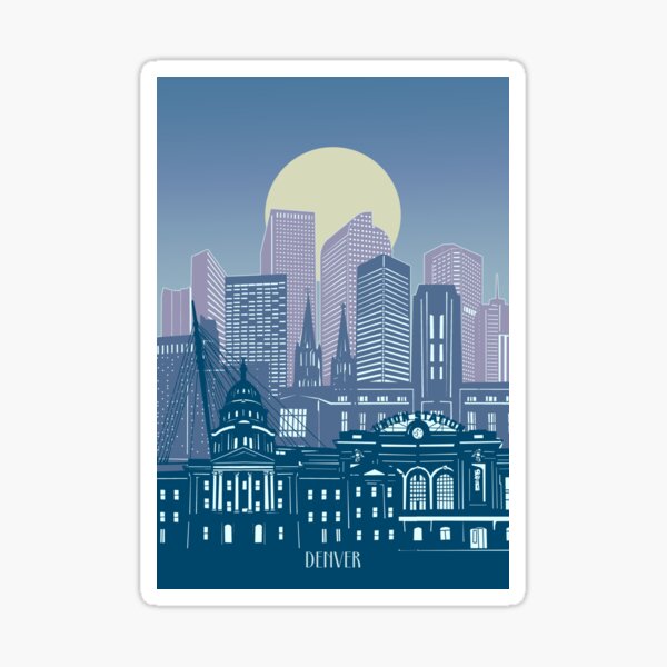 "denver skyline" Sticker for Sale by BekimART2 | Redbubble