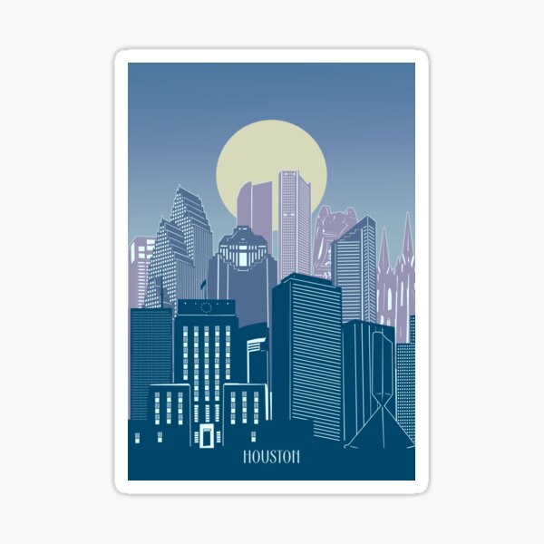 "houston skyline" Sticker for Sale by BekimART2 | Redbubble