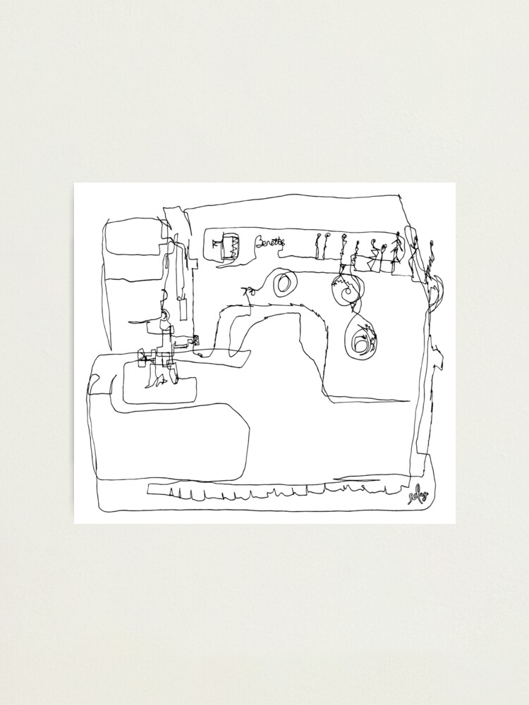 Sewing Machine Continuous Line Drawing Photographic Print By