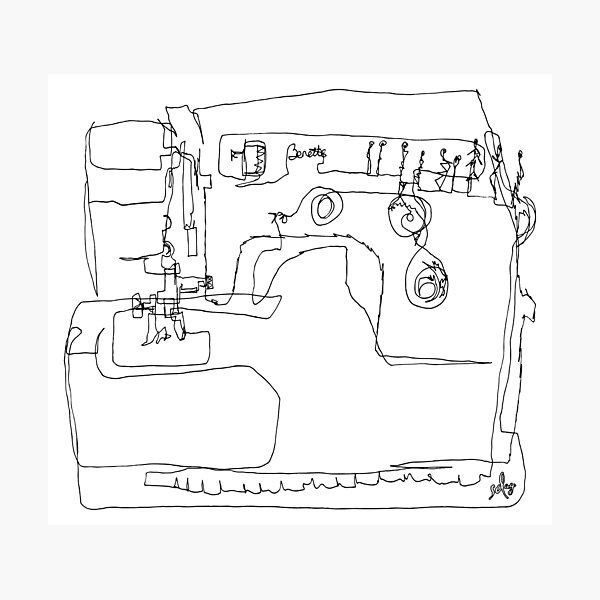 Sewing Machine Continuous Line Drawing Photographic Print By