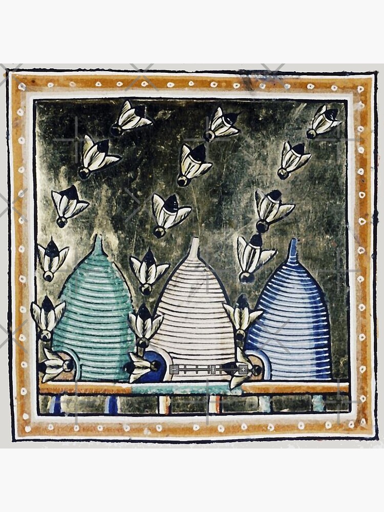 "HONEY BEES AND BEE HIVES Medieval Miniature" Photographic Print for ...