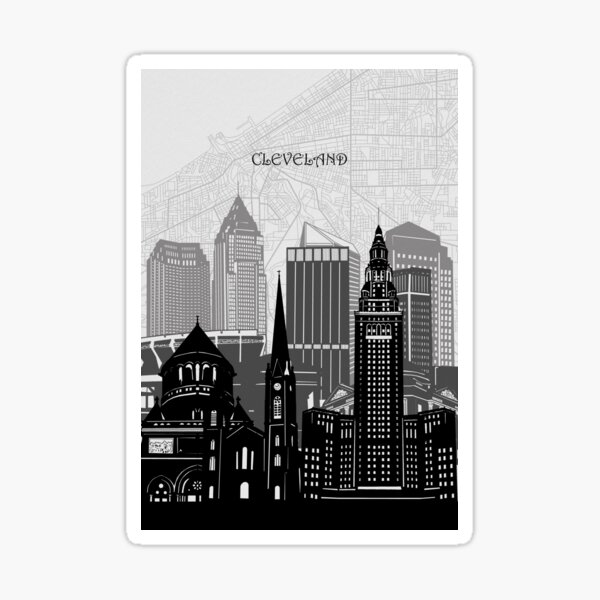 "cleveland skyline" Sticker by BekimART2 | Redbubble