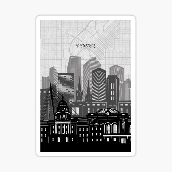 "denver skyline" Sticker by BekimART2 | Redbubble