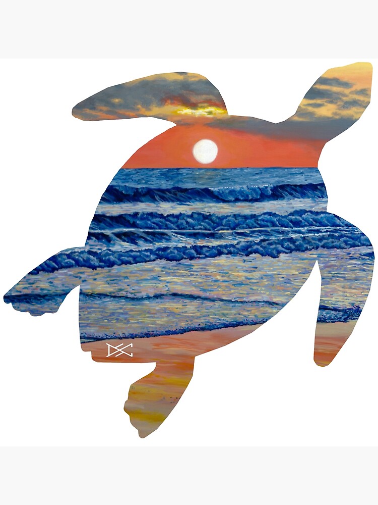 "Sea Turtle Sunset Beach Silhouette" Art Print for Sale by dscarts ...