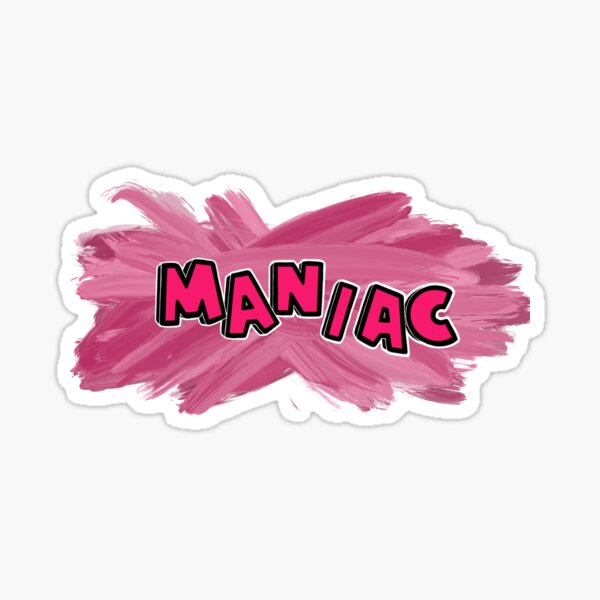 "maniac!!" Sticker for Sale by aubtaub64 | Redbubble