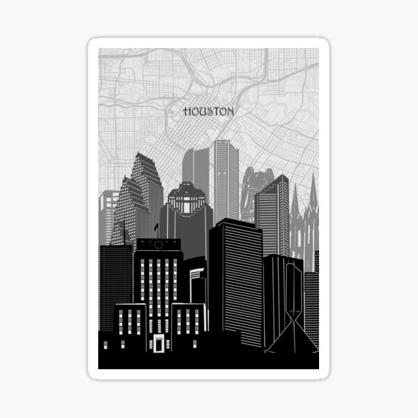 "houston skyline" Sticker for Sale by BekimART2 | Redbubble