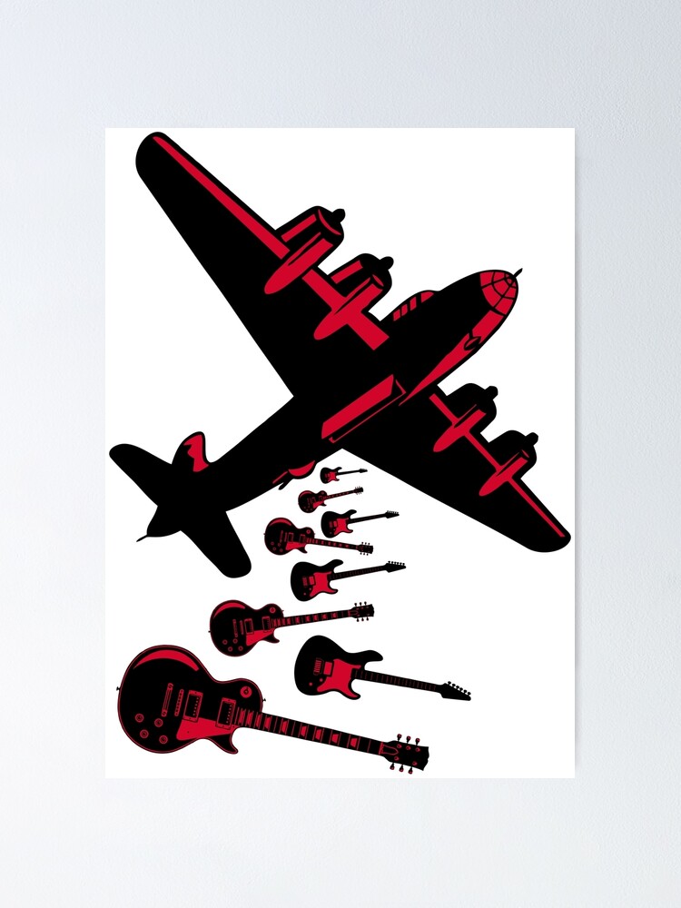 "The Guitar Bomber Dropping Rock Bombs" Poster for Sale by DavidAyala ...