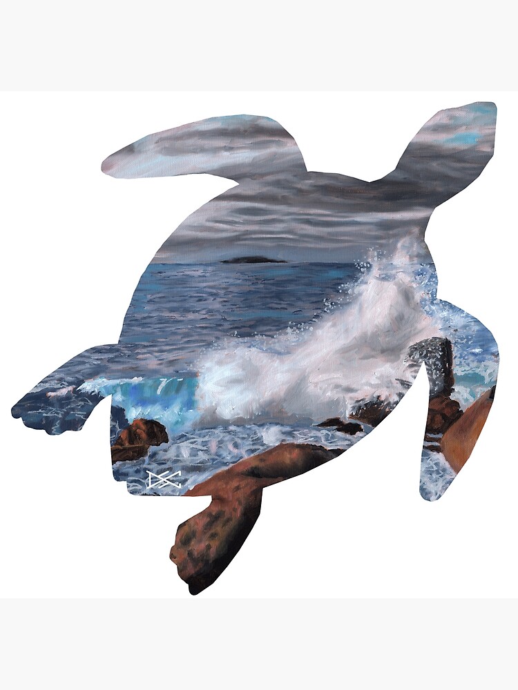"Sea Turtle Crashing Wave Silhouette" Art Print by dscarts | Redbubble