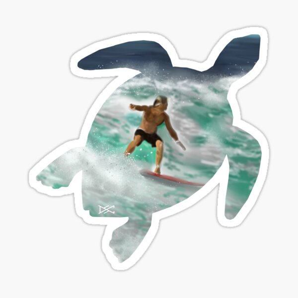 "Sea Turtle Surfer Silhouette" Sticker by dscarts | Redbubble