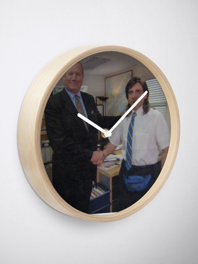 "Young michael scott shaking hands MEME" Clock by Keles | Redbubble