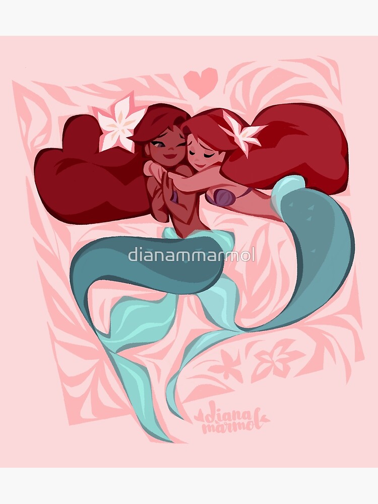 Mermaid Hug Poster By Dianammarmol Redbubble