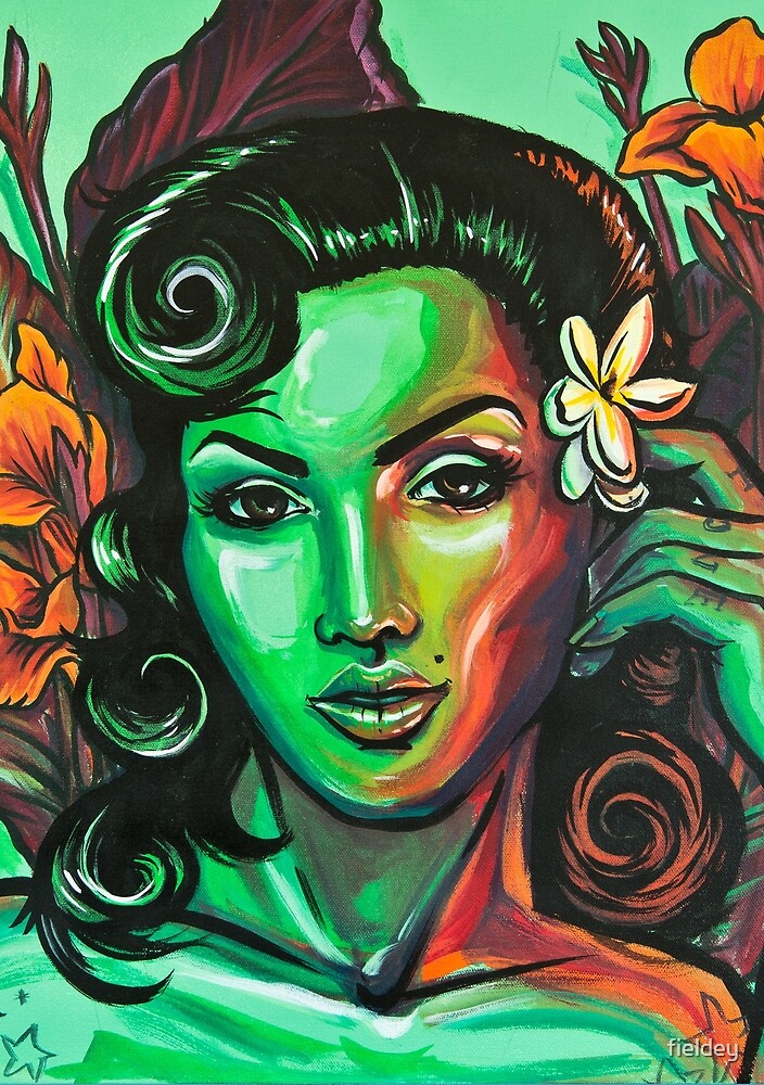 "Green Lola Pin up" by fieldey | Redbubble