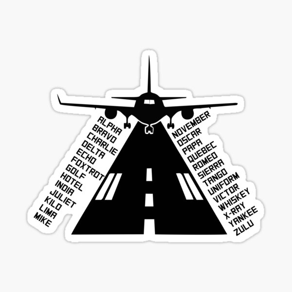 "Airplane runway phonetic alphabet airplane pilot funny gift" Sticker ...