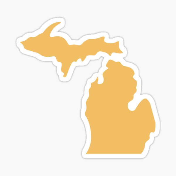 "Yellow Michigan Outline" Sticker for Sale by meganksyer | Redbubble
