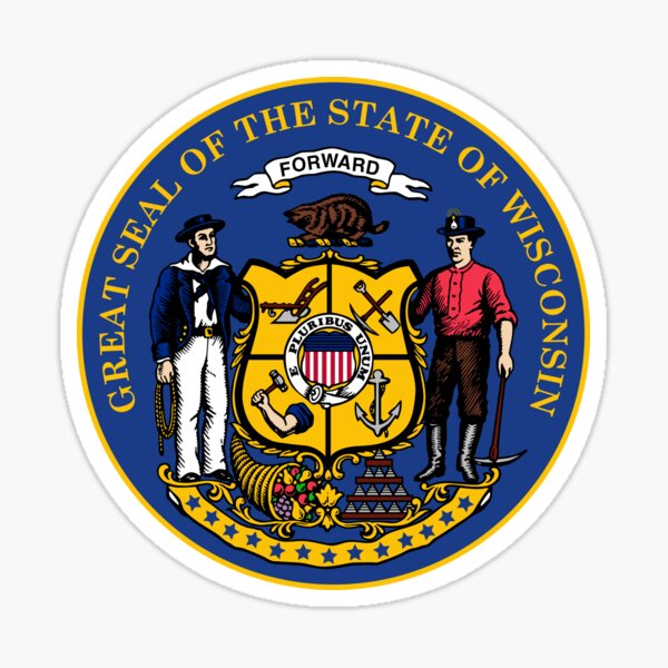 "Wisconsin Great Seal" Sticker for Sale by FunWithFlags | Redbubble