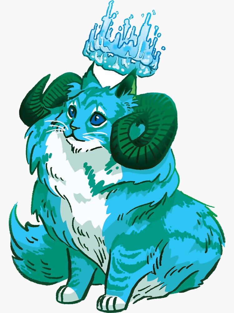 "Cat Beast Elemental: Water" Sticker for Sale by Spiderlair | Redbubble