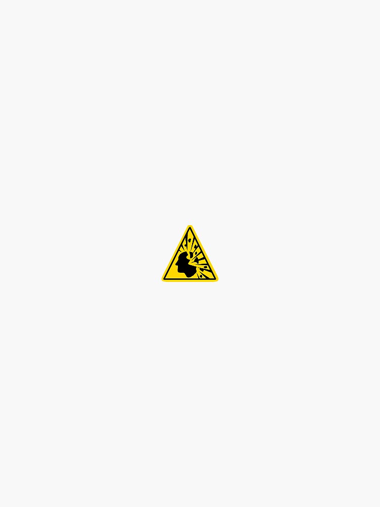 "Head Explosion Yellow Caution Sign Sticker" Sticker for Sale by ...