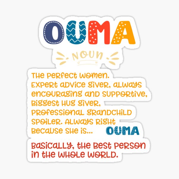 "Ouma Definition Grandma Family Cute Name Women Gift" Sticker for Sale ...