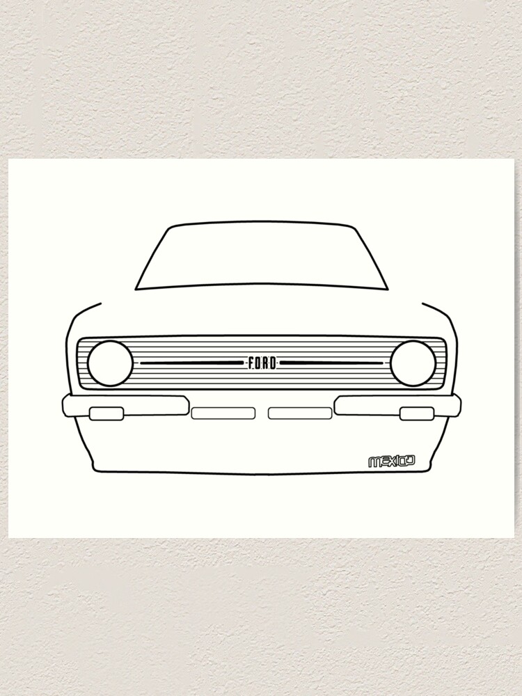 "Ford Escort Mk2 RS Mexico classic car outline graphic (black)" Art ...