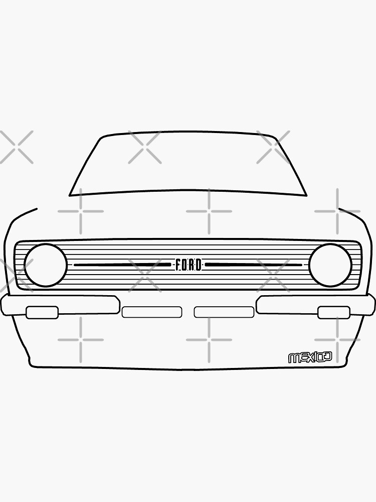 "Ford Escort Mk2 RS Mexico classic car outline graphic (black)" Sticker ...