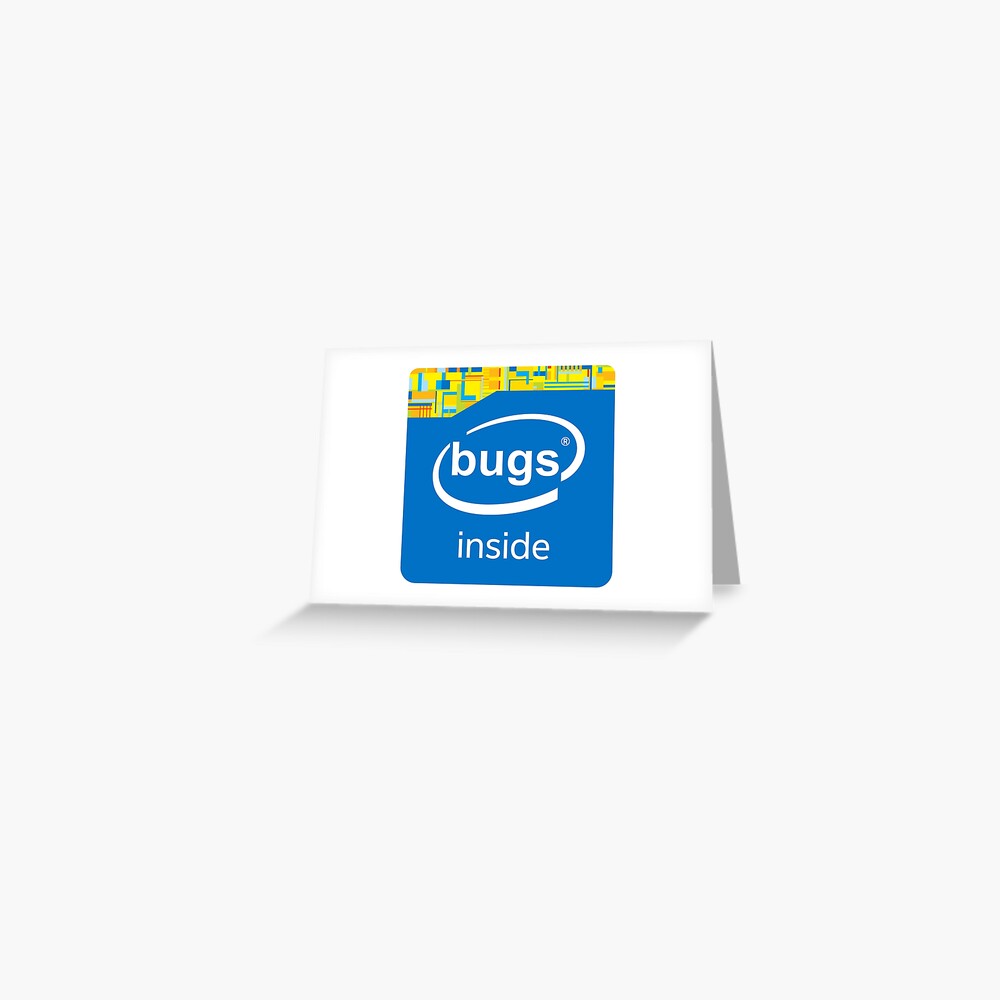 "Intel Bugs Inside Logo Meme" Greeting Card for Sale by ELKaito | Redbubble