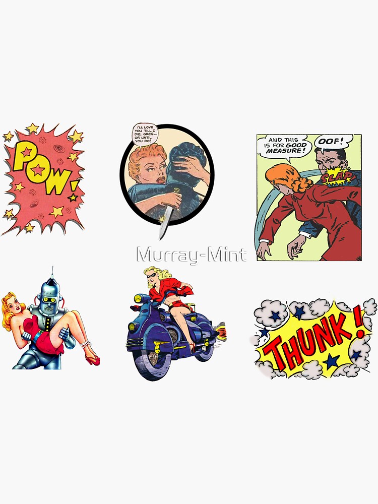 "Comic Book Sticker Extra value 6 pack" Sticker for Sale by Murray-Mint ...