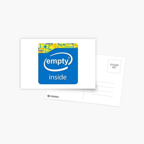 "Intel Empty Inside Logo Meme" Postcard for Sale by ELKaito | Redbubble