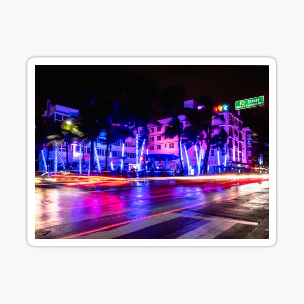 "Neon Lights in Miami " Sticker for Sale by Selishots | Redbubble