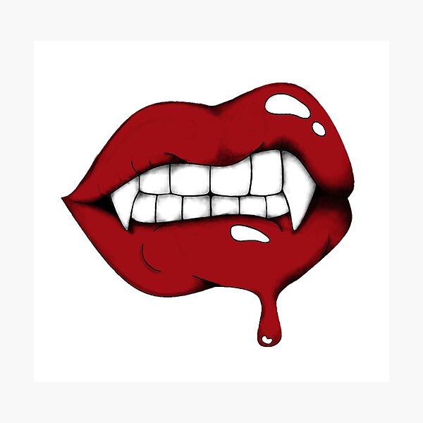 Digital Art Vampire Lips Sticker Photographic Print For Sale By