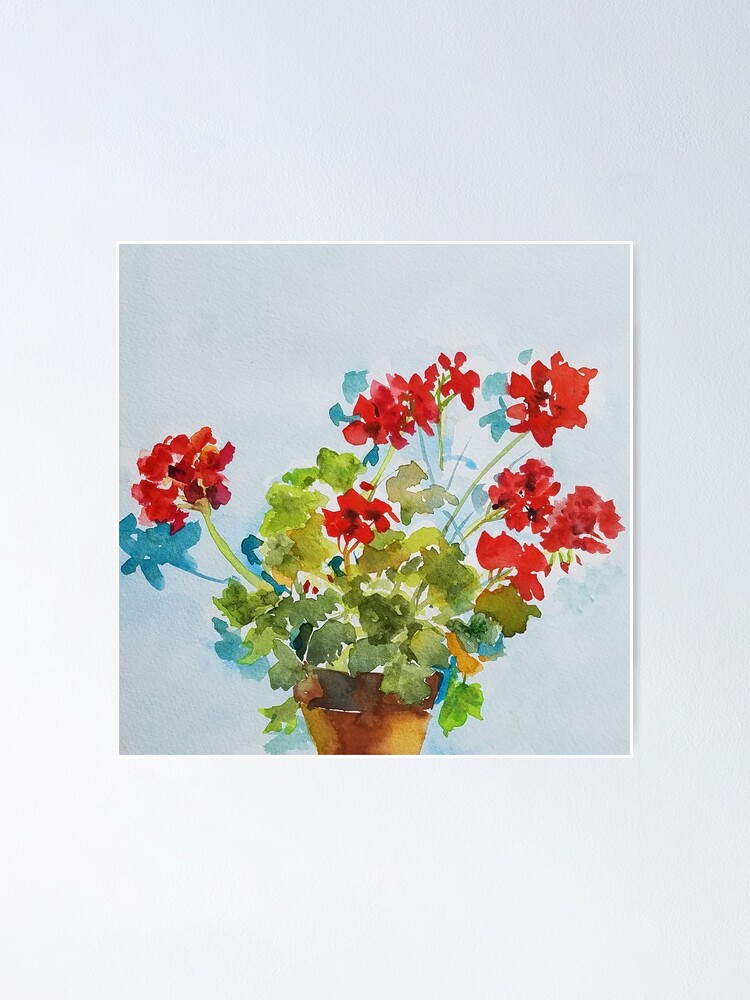 "Red Geraniums" Poster by MHamiltonArt | Redbubble
