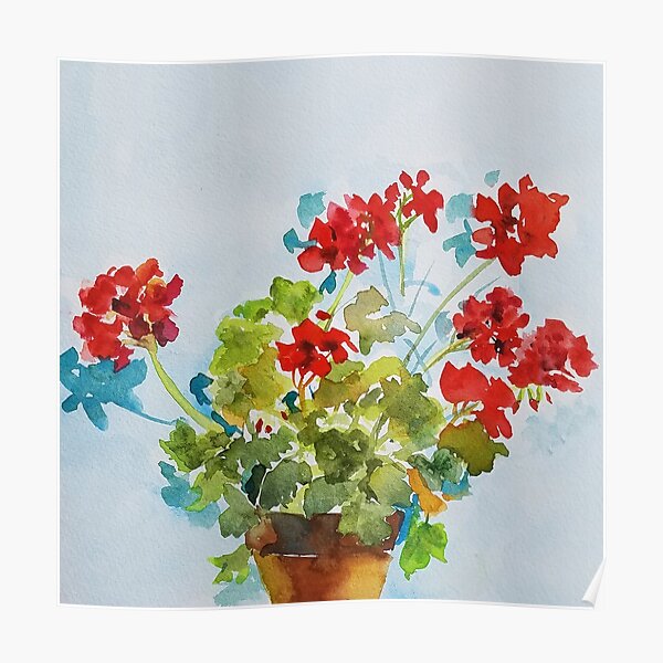 "Red Geraniums" Poster by MHamiltonArt | Redbubble