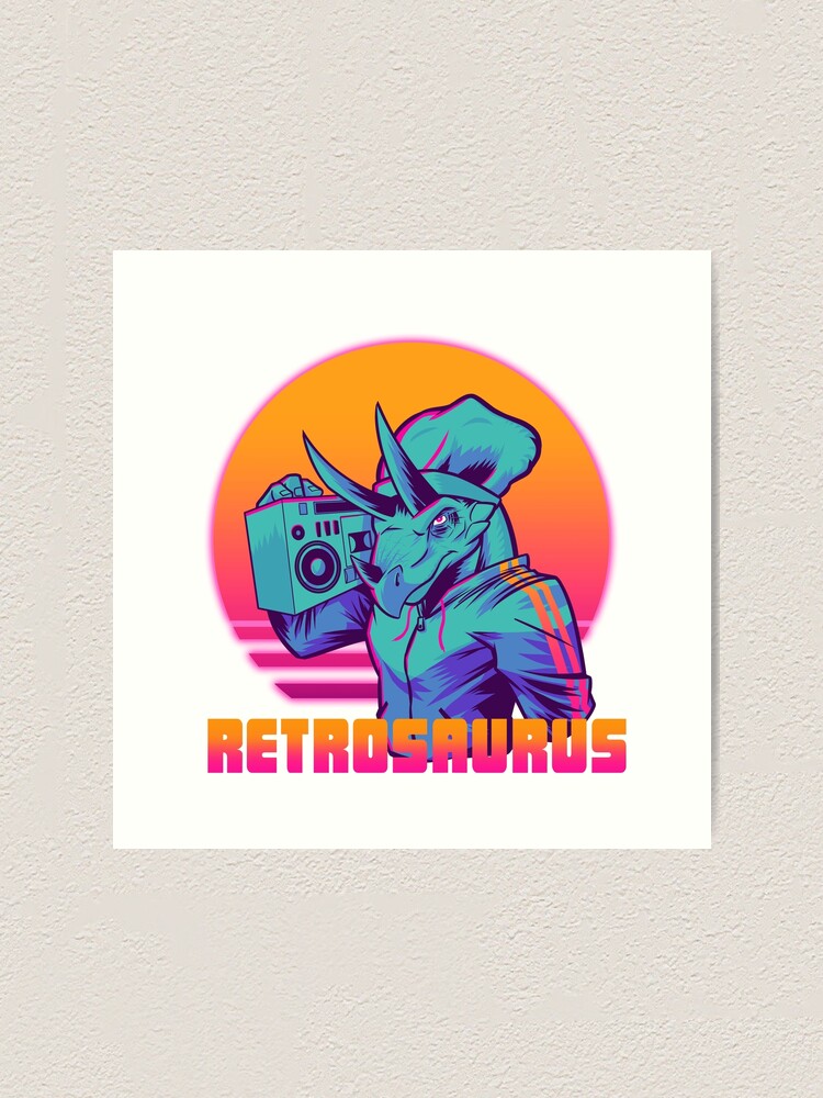 "Retrosaurus - Tricera-Hop" Art Print by powersdesign | Redbubble