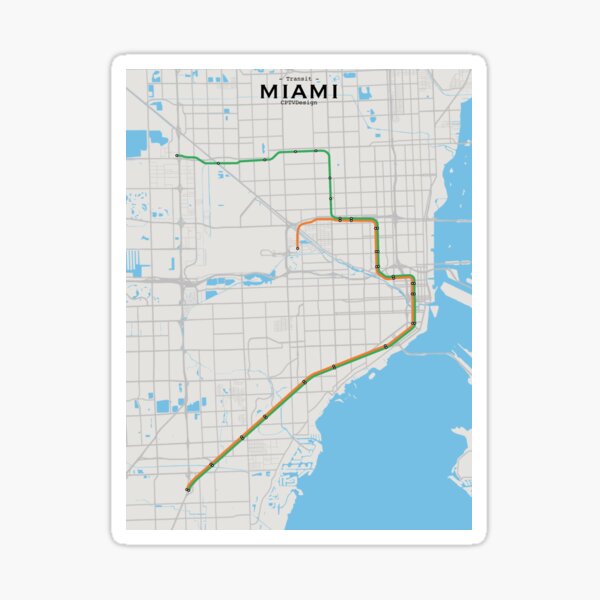"Miami Transit Map" Sticker for Sale by CPTVDesign | Redbubble