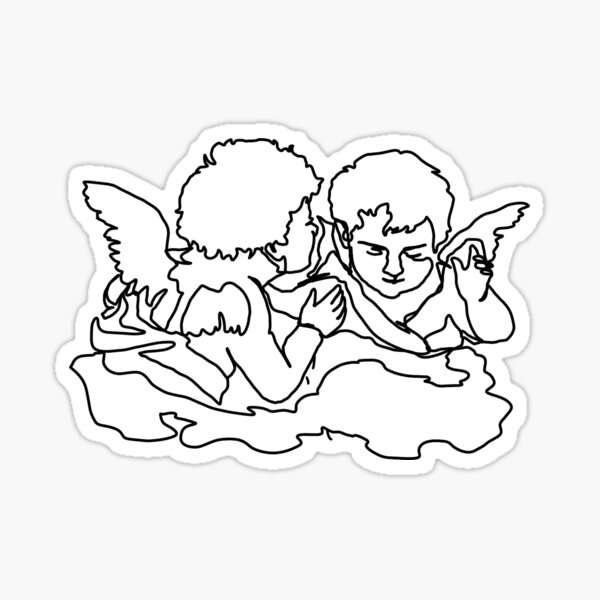 "contour lined cherubs ??" Sticker for Sale by kreehurley | Redbubble