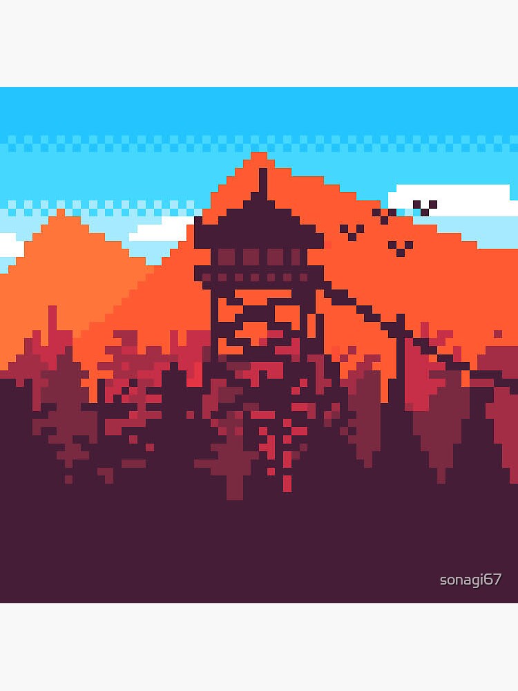 "Pixelated Firewatch Art" Sticker for Sale by sonagi67 | Redbubble