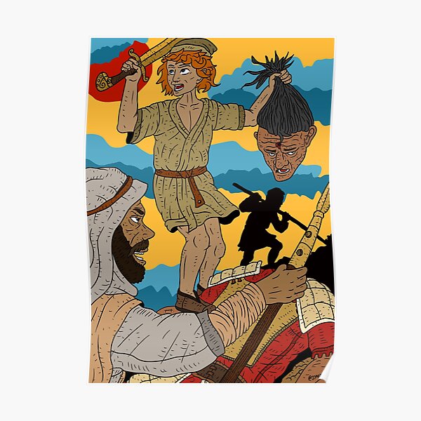 "David and Goliath, bible story. hebrew battle scene." Poster by ...