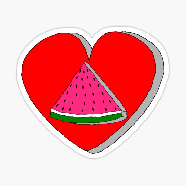 "Slice Of Watermelon And Red Heart Drawing" Sticker for Sale by Almdrs ...